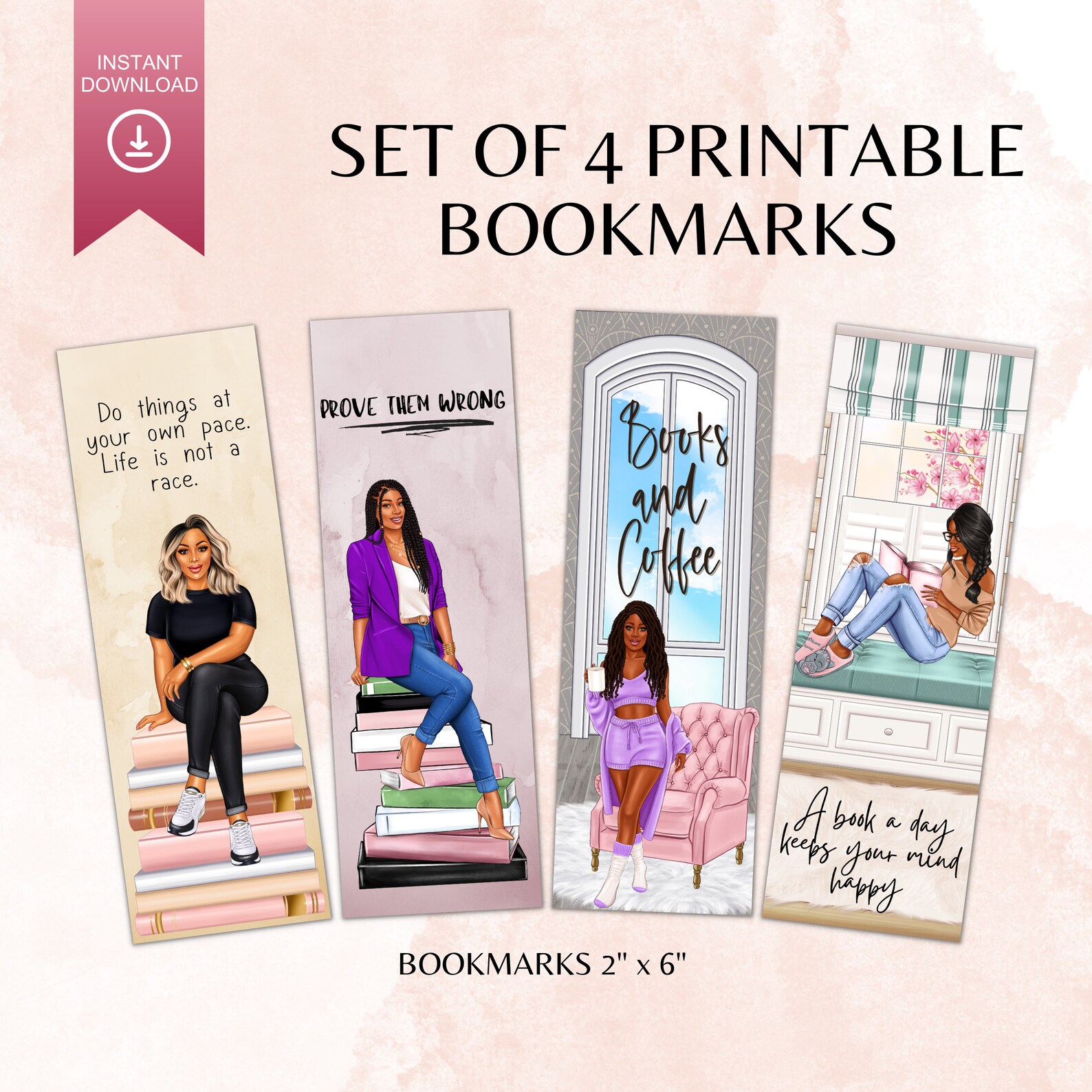 Black Girl Bookmarks | Black Woman Bookmark | Printable Bookmark ...
