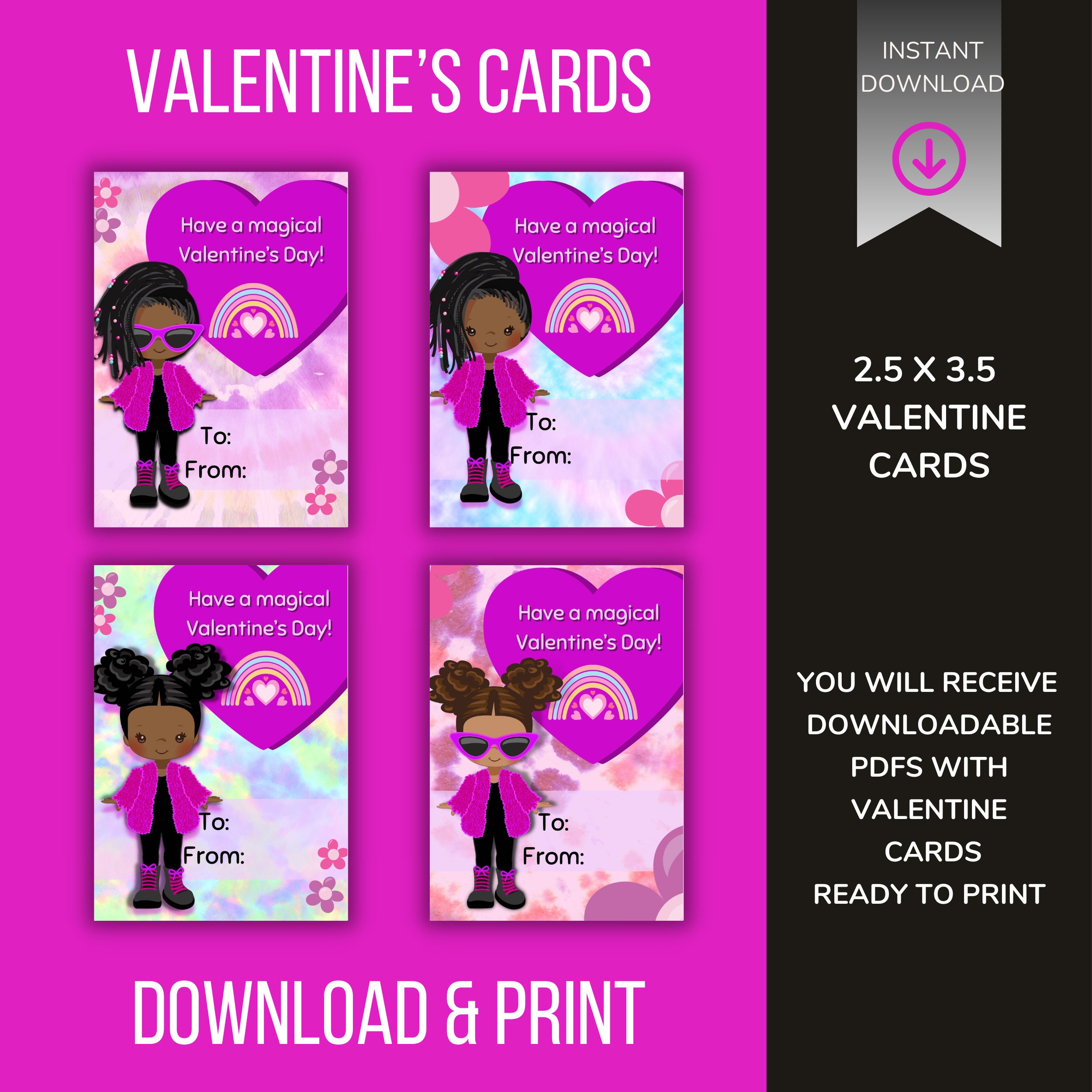 Printable Valentine's Day Cards, Black Girl Printable Valentines Day ...