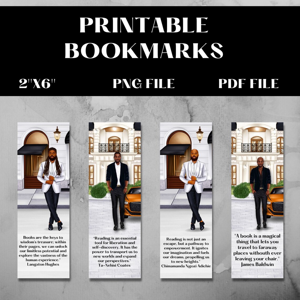 Bookmarks for Men Printable Bookmarks Book Gifts Father's Day Gifts for Black, African American ...