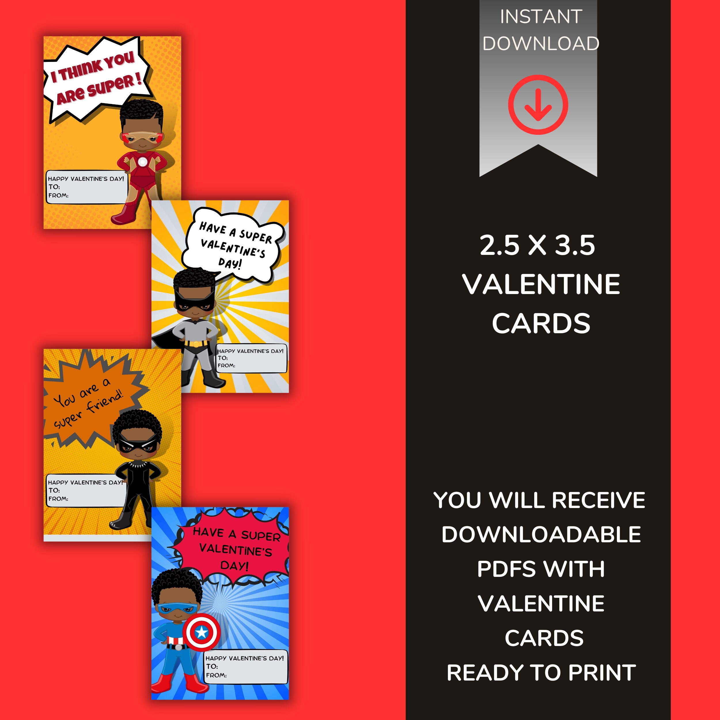 Superhero Valentines Day Card | Black Panther Valentine | Printable ...