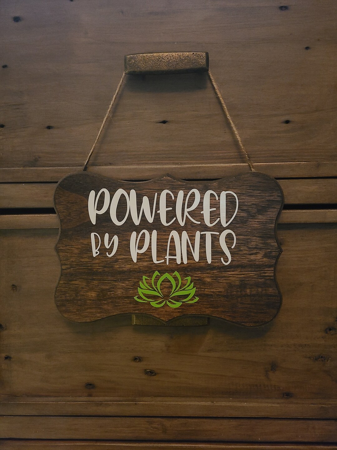Powered by Plants Wood Sign, Vegan Door Hanger Sign, Vegetarian Small ...