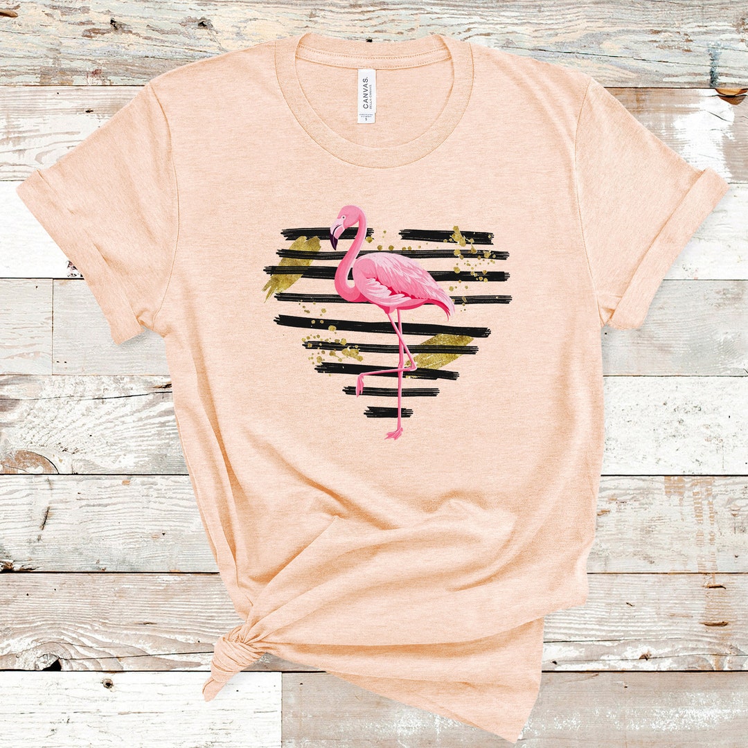 Gold Dust Heart Flamingo Shirt Flamingo Tee Shirt, Womens Flamingo ...