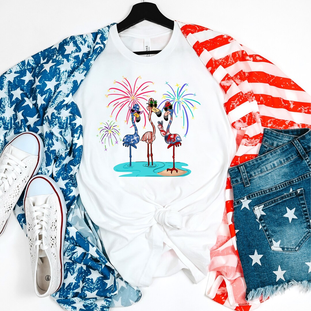 Patriotic Flamingo Tee Shirt, Women's Flamingo Shirt, Flamingo Tee ...