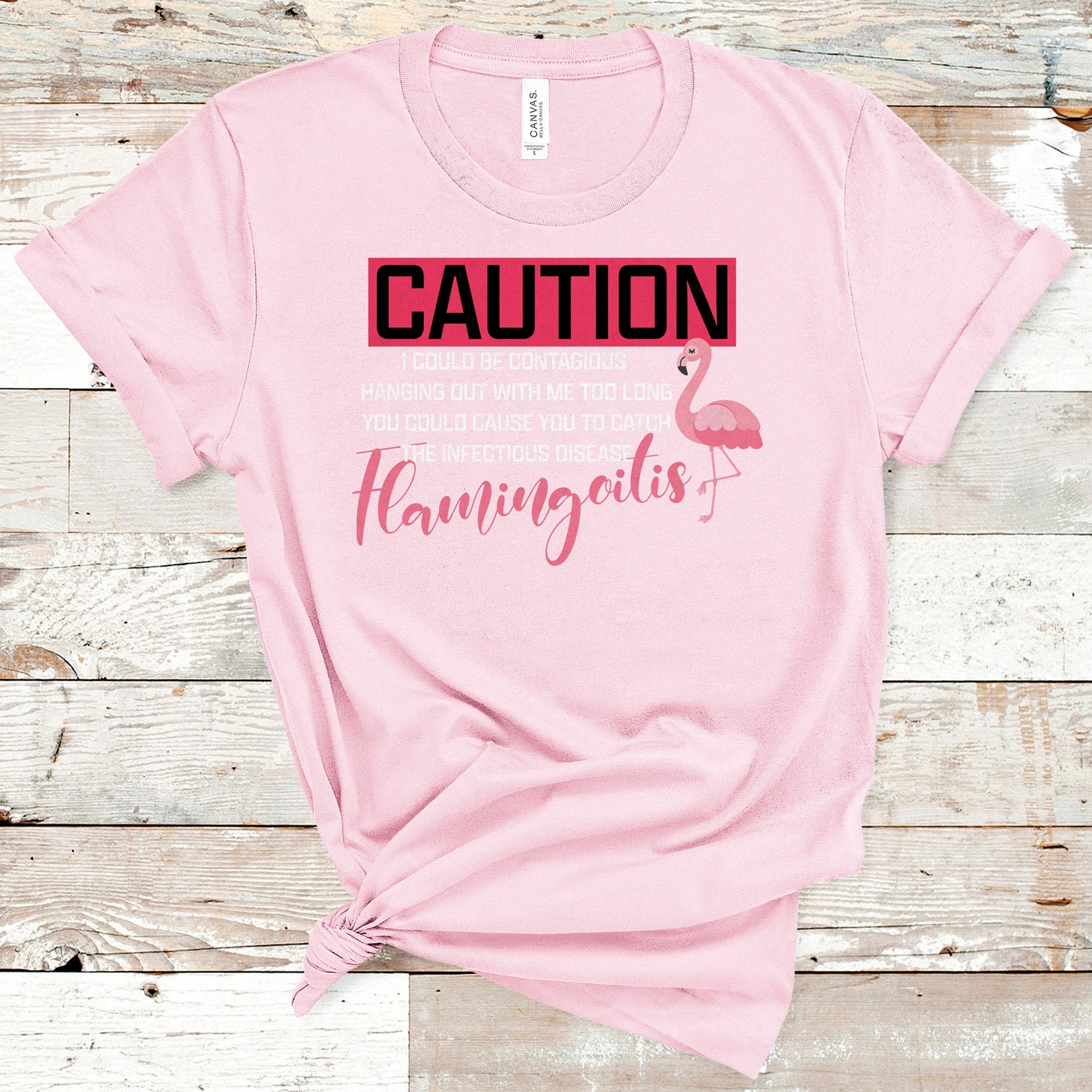 Caution Flamingo Tee Shirt Womens Flamingo Shirt Flamingo | Etsy
