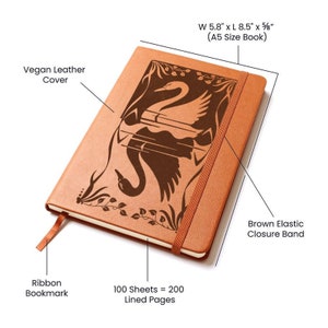 Custom Swan Illustration Rustic Journal Gift, Leather Diary, Bird ...