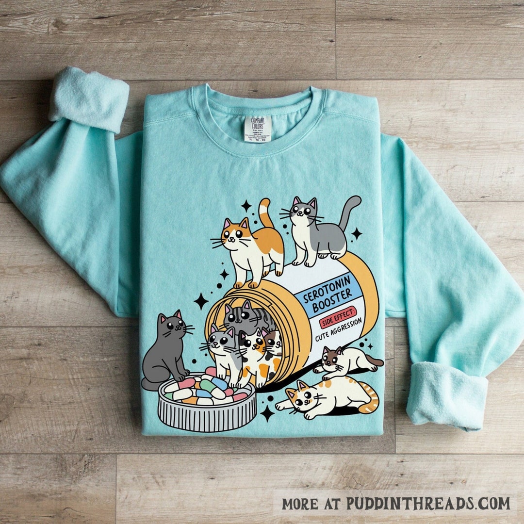 COMFORT COLORS Funny Cat Sweatshirt, Kawaii Clothes, Cat Lover Gift ...