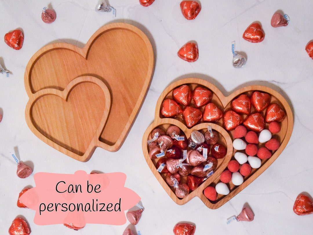 Wooden Heart Shaped Tray, Personalized Valentines Day Tray Catch All ...