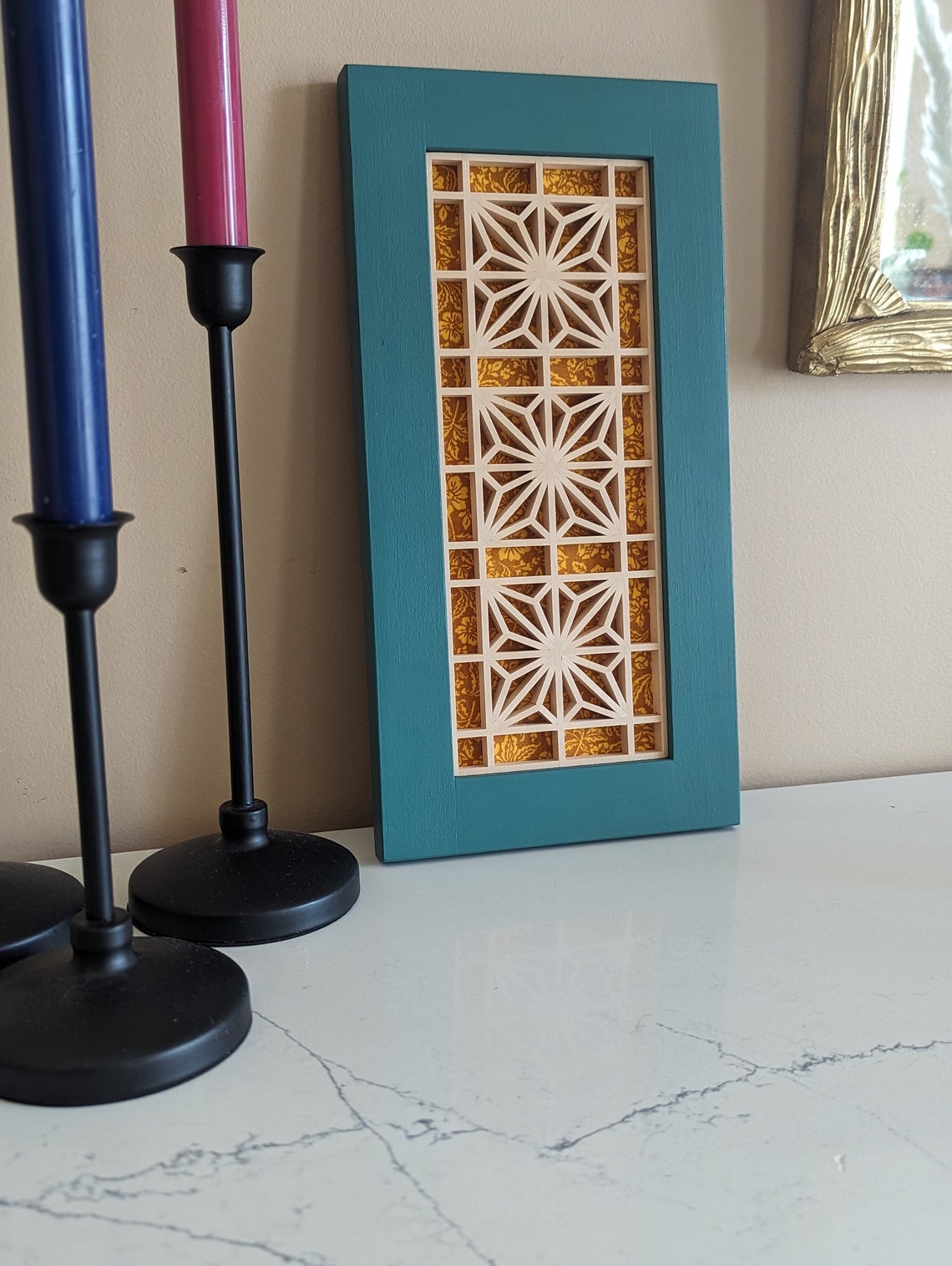 Small Kumiko Panel - Asa No Ha Pattern - Handcrafted Home Decor - Etsy