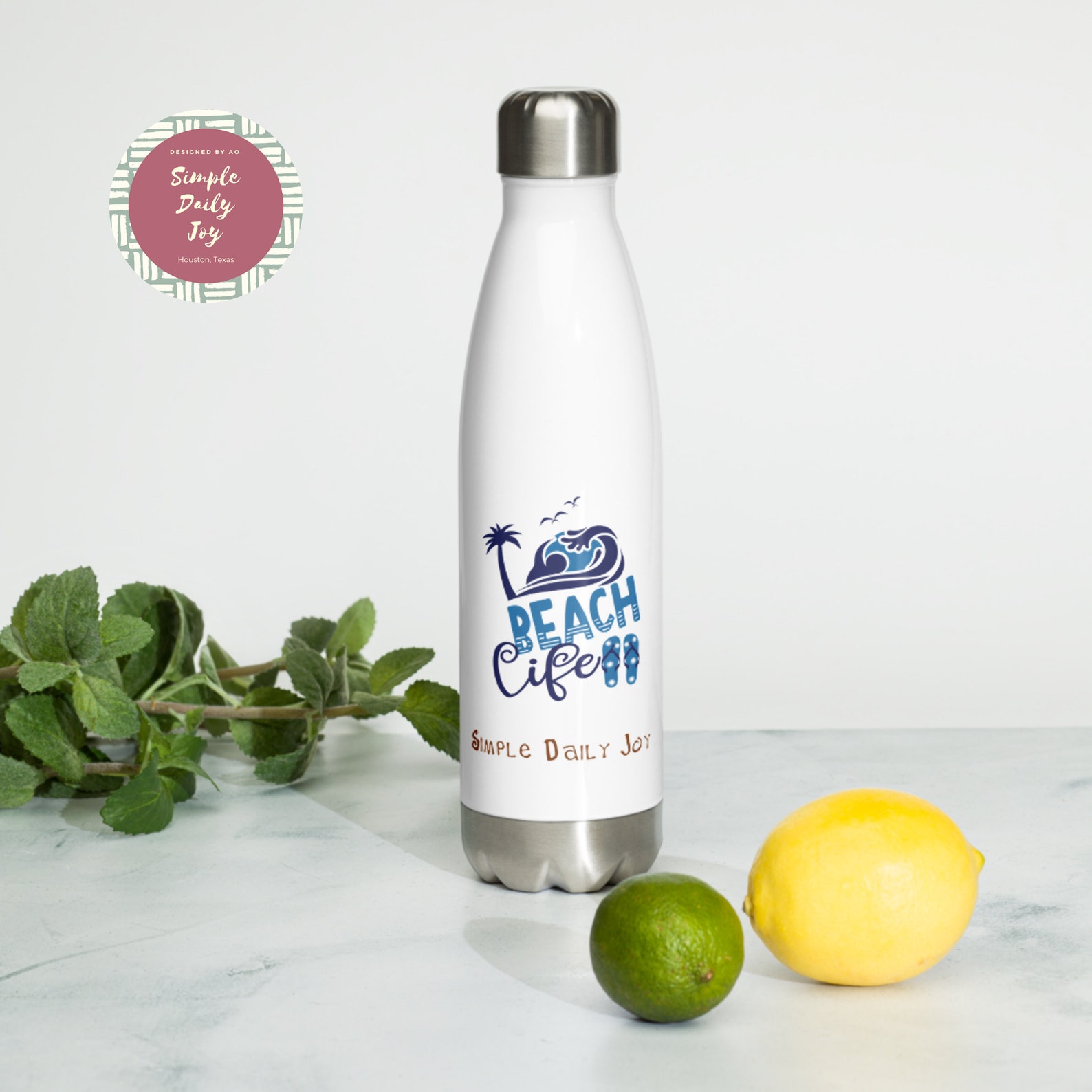 Beach Life Stainless Steel Water Bottle Beach Vibes | Etsy