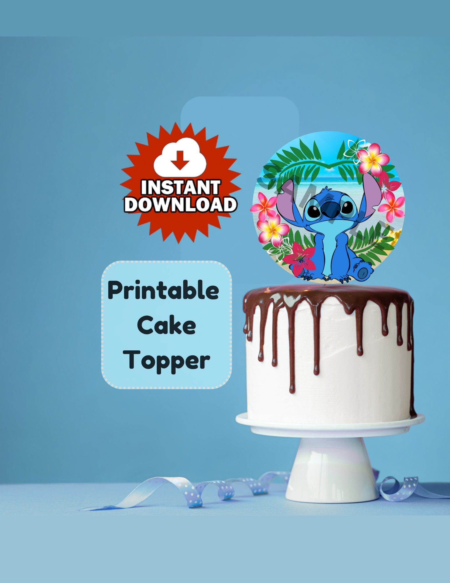 DIGITAL LILO Themed STITCH Themed Cake Topper - Stitch Themed Digital ...