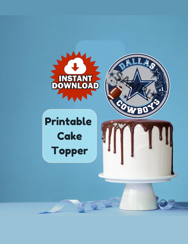 DIGITAL COWBOY Themed Football Themed Cake Topper - Cowboy Themed ...