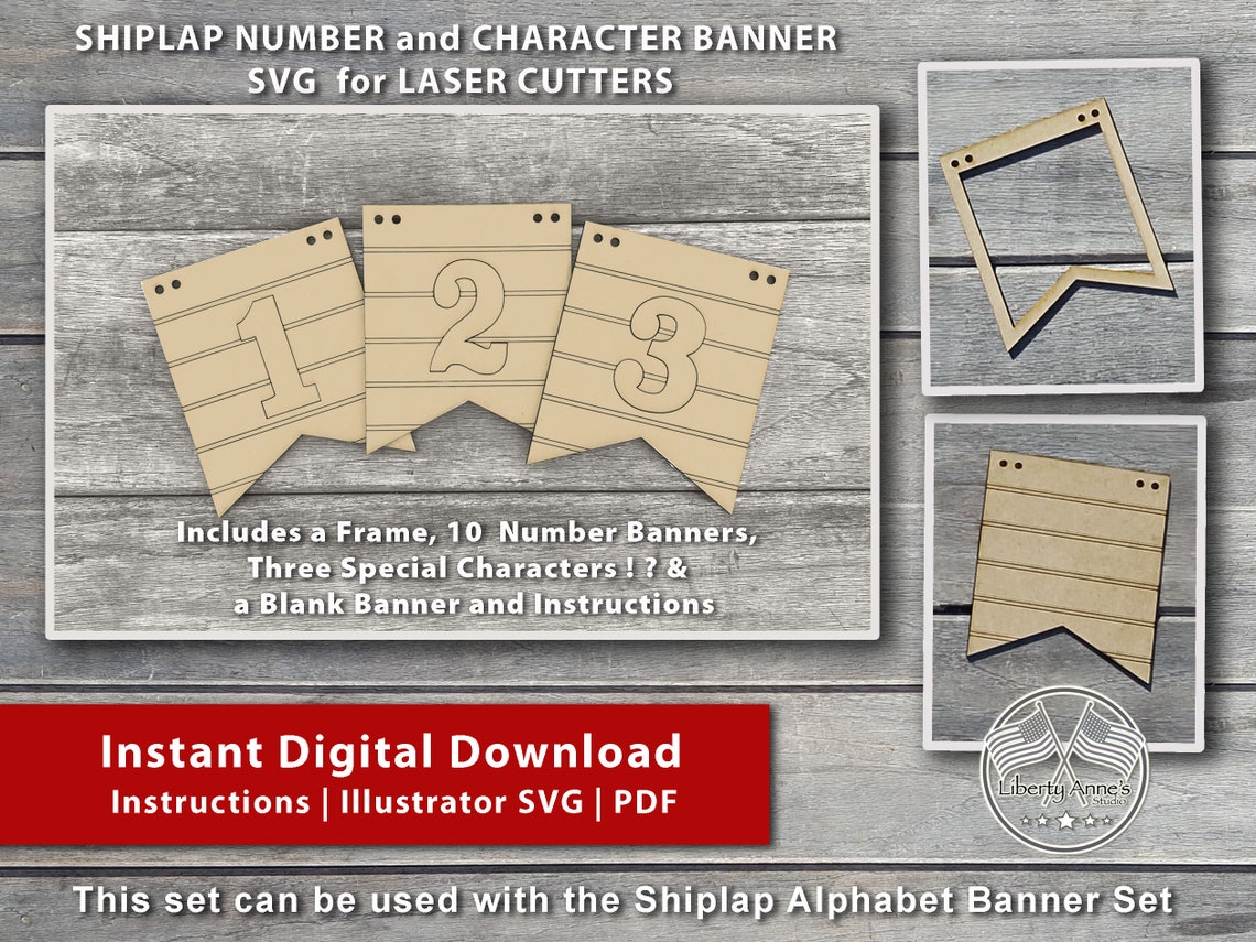 15-piece Shiplap Number Banner SVG for Laser Cutters Great - Etsy