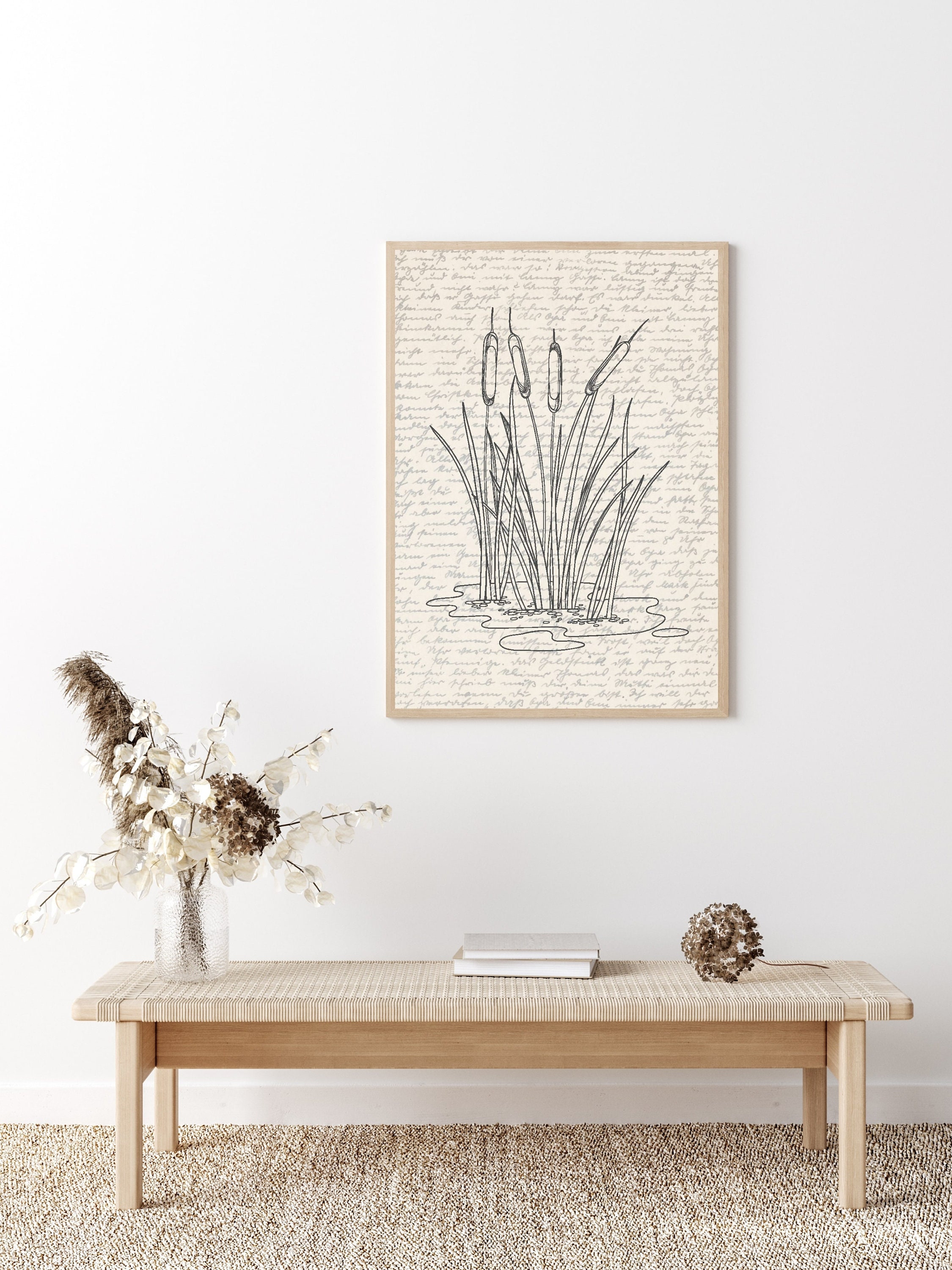 Cattail Wall Art | Plant Wall Art | Cattail Poster | Botanical Print ...