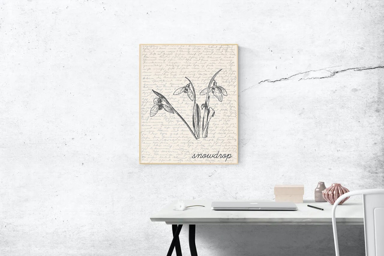 Snowdrop Wall Art | January Birth Flower Poster | Wildflower Print ...