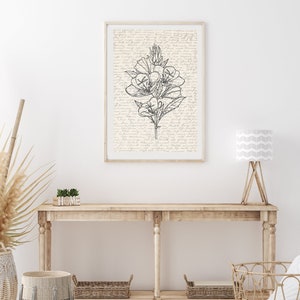 Evening Primrose Wall Art | February Birth Flower | Flower Illustration ...