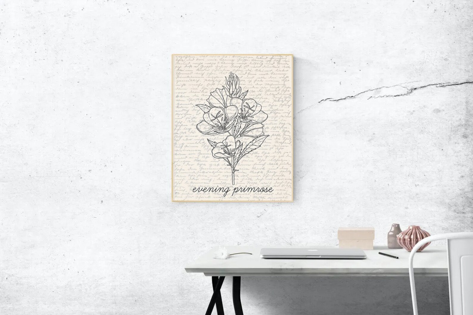 Evening Primrose Wall Art | February Birth Flower | Flower Illustration ...