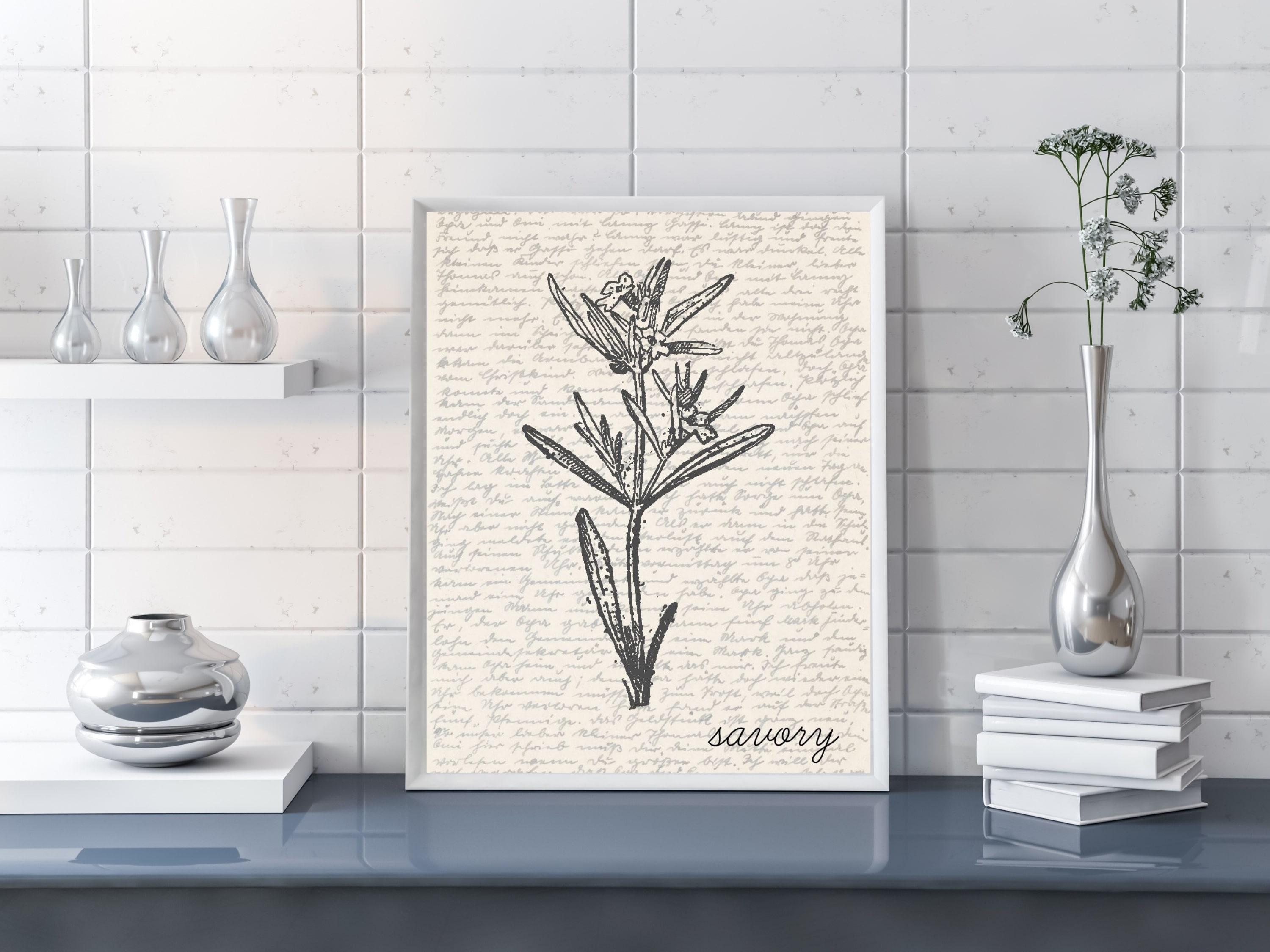 Savory Wall Art | Herb Wall Art | Savory Poster | Savory Print | Savory ...