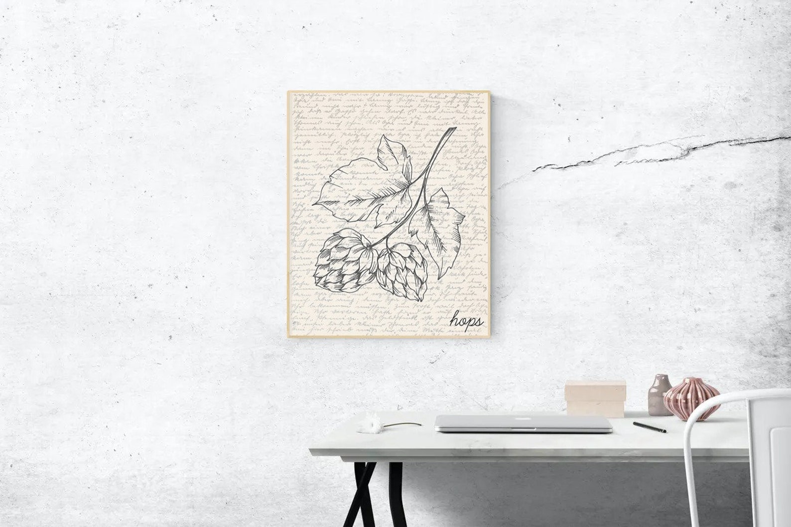 Hops Wall Art Beer Wall Art Hops Poster Hops Print Hops Illustration ...