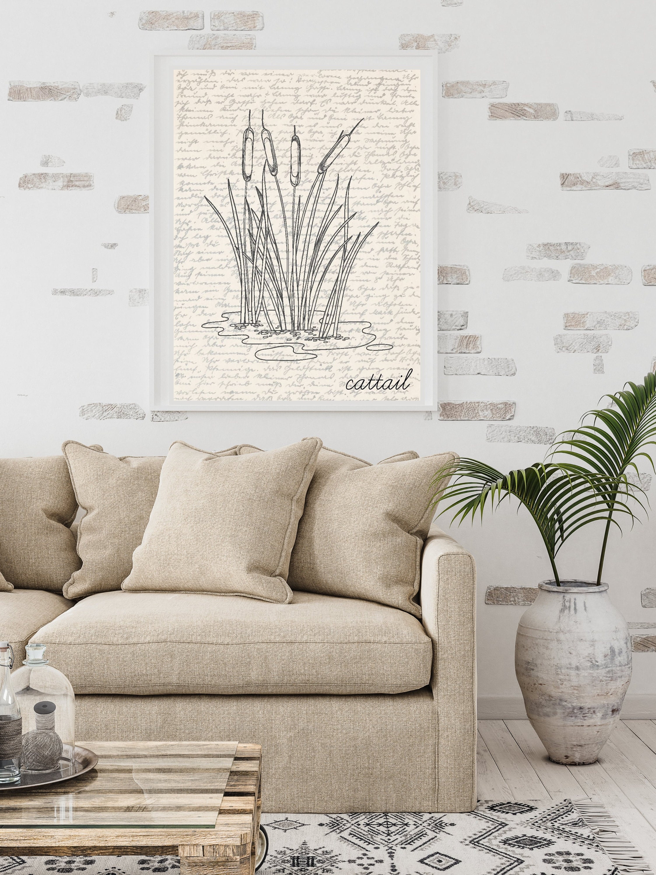 Cattail Wall Art | Plant Wall Art | Cattail Poster | Botanical Print ...