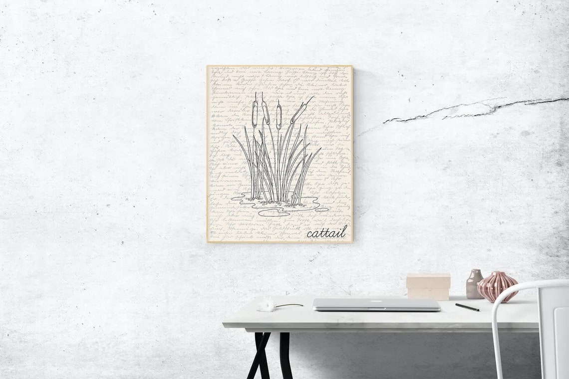 Cattail Wall Art Plant Wall Art Cattail Poster Botanical - Etsy