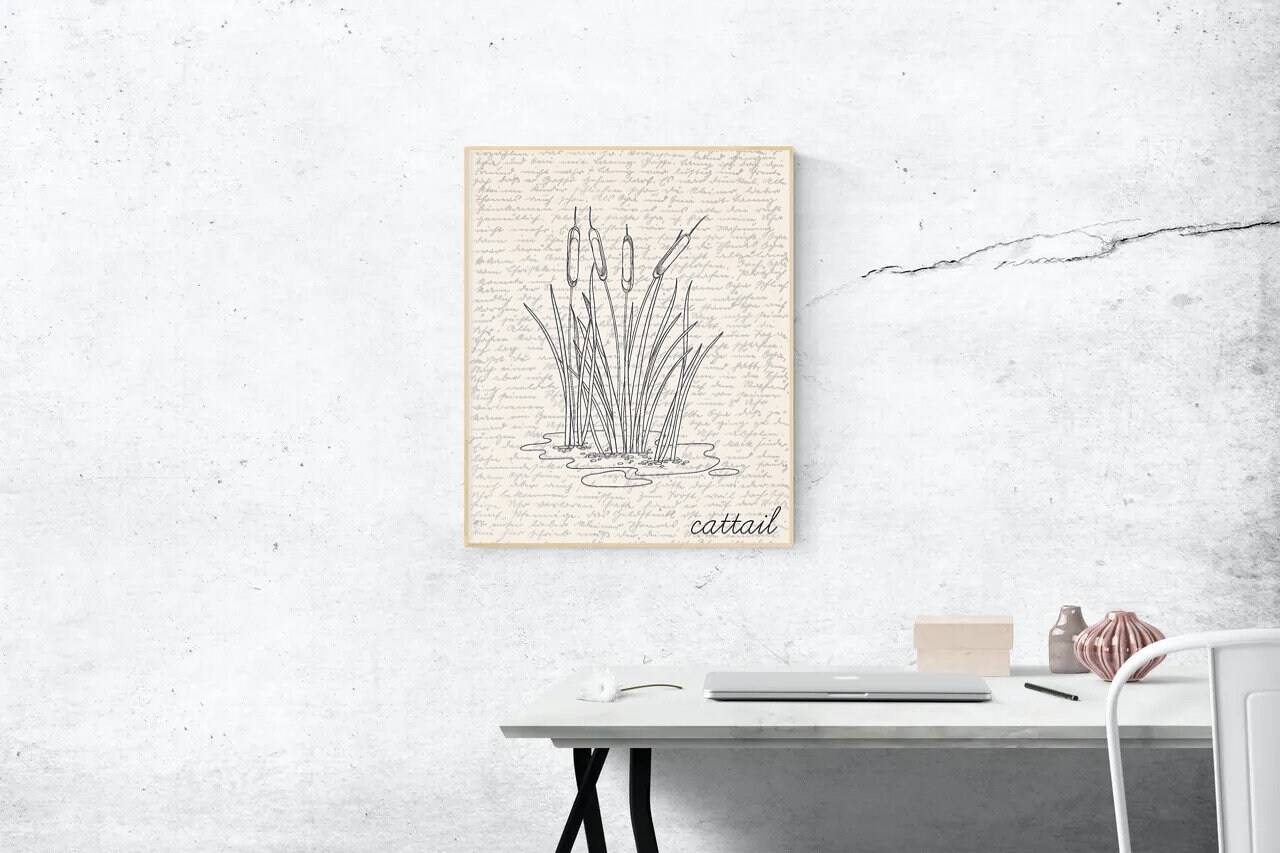 Cattail Wall Art | Plant Wall Art | Cattail Poster | Botanical Print ...