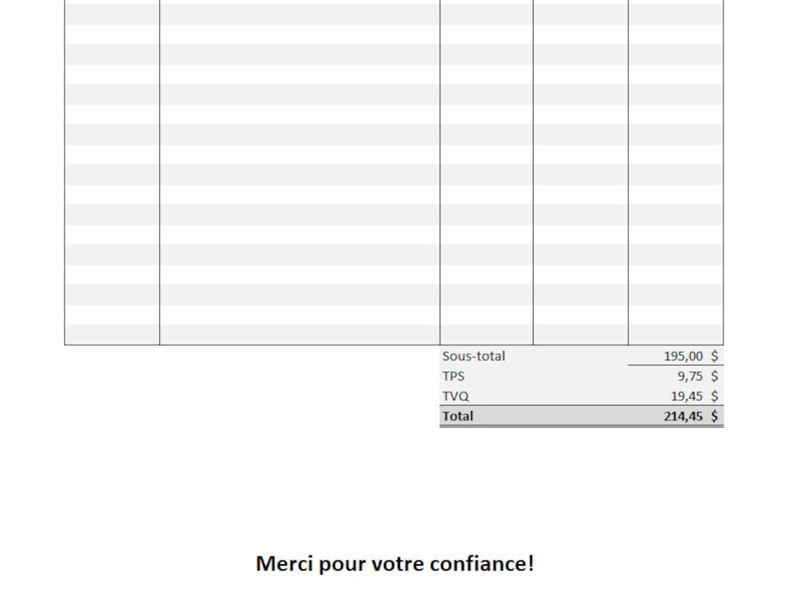 Excel Invoice Model in French - Etsy