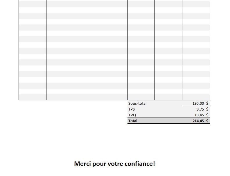 Excel Invoice Model in French - Etsy