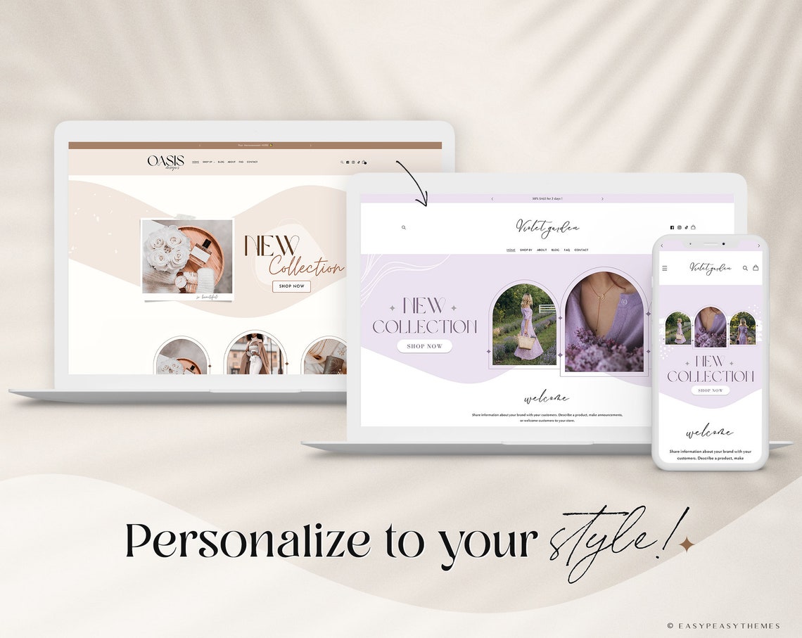 Boho Shopify Theme - Shopify Theme Template 2.0 - Boutique Ecommerce Website Template - Clothing ...