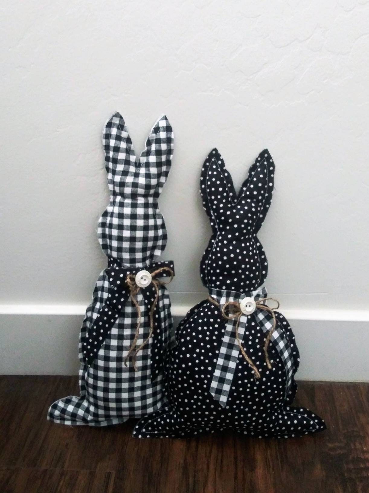 Stuffed Easter Bunny Decor Set of 2. Country Easter Rabbits, Farm House ...