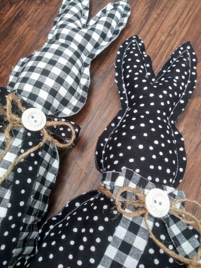 Stuffed Easter Bunny Decor Set of 2. Country Easter Rabbits - Etsy