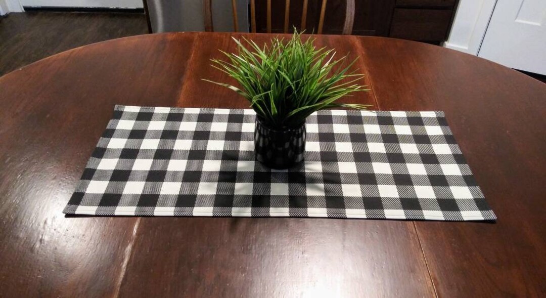 Black Buffalo Check Plaid Table Runner, Rustic Kitchen Decor, Country ...