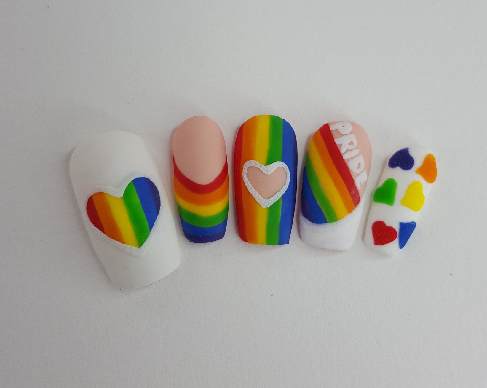 Hand painted Pride LGBT Press on nails set Glue On nails | Etsy