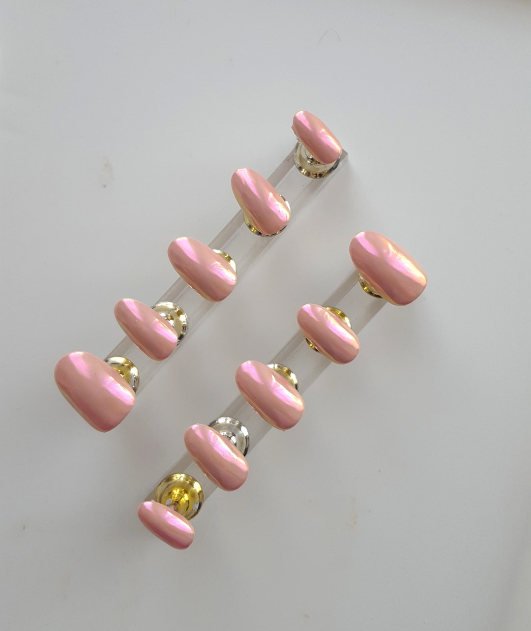 Efecto perla pintado a mano Press on nails set Glue On nails Luxury ...
