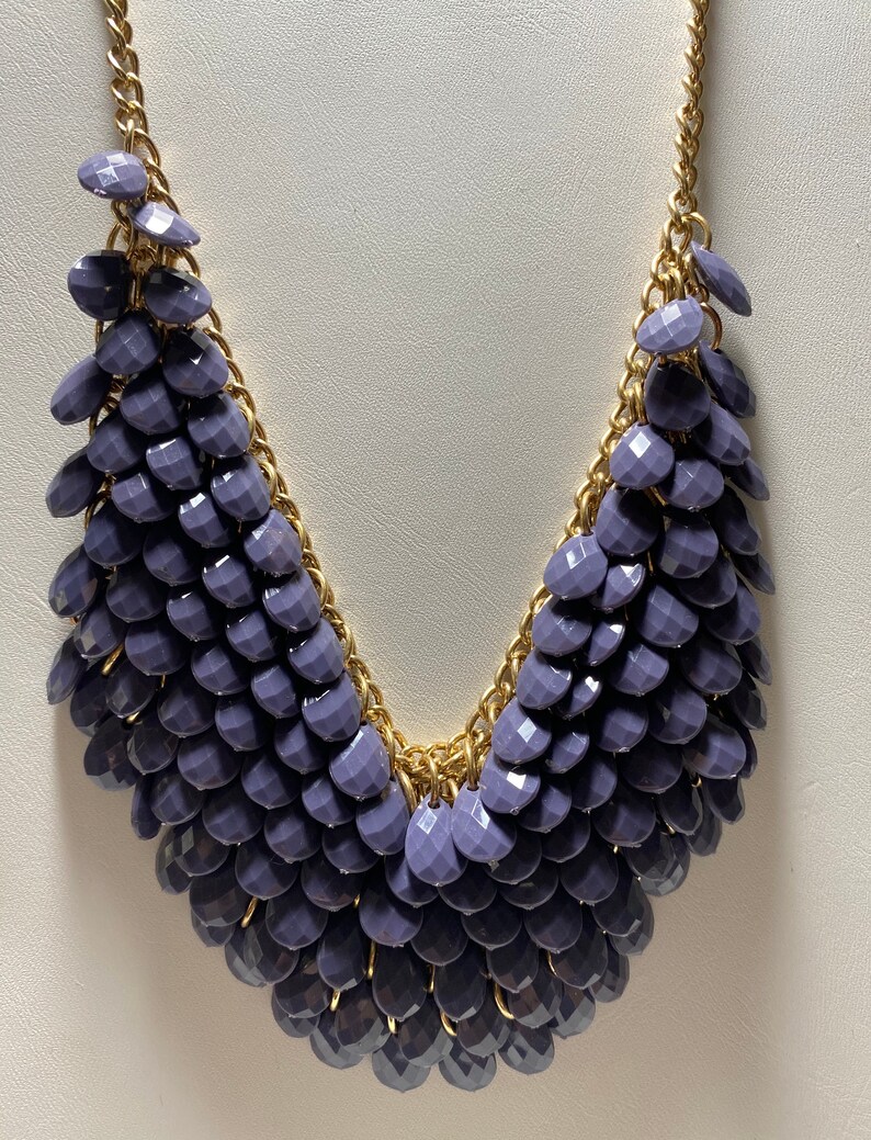 Stunning Purple Gold Chain Fashion Necklace With Matching Earrings ...
