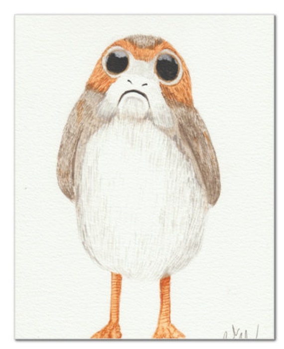 Porg Watercolor 8x10 Fine Art Poster Print Decoration Wall | Etsy