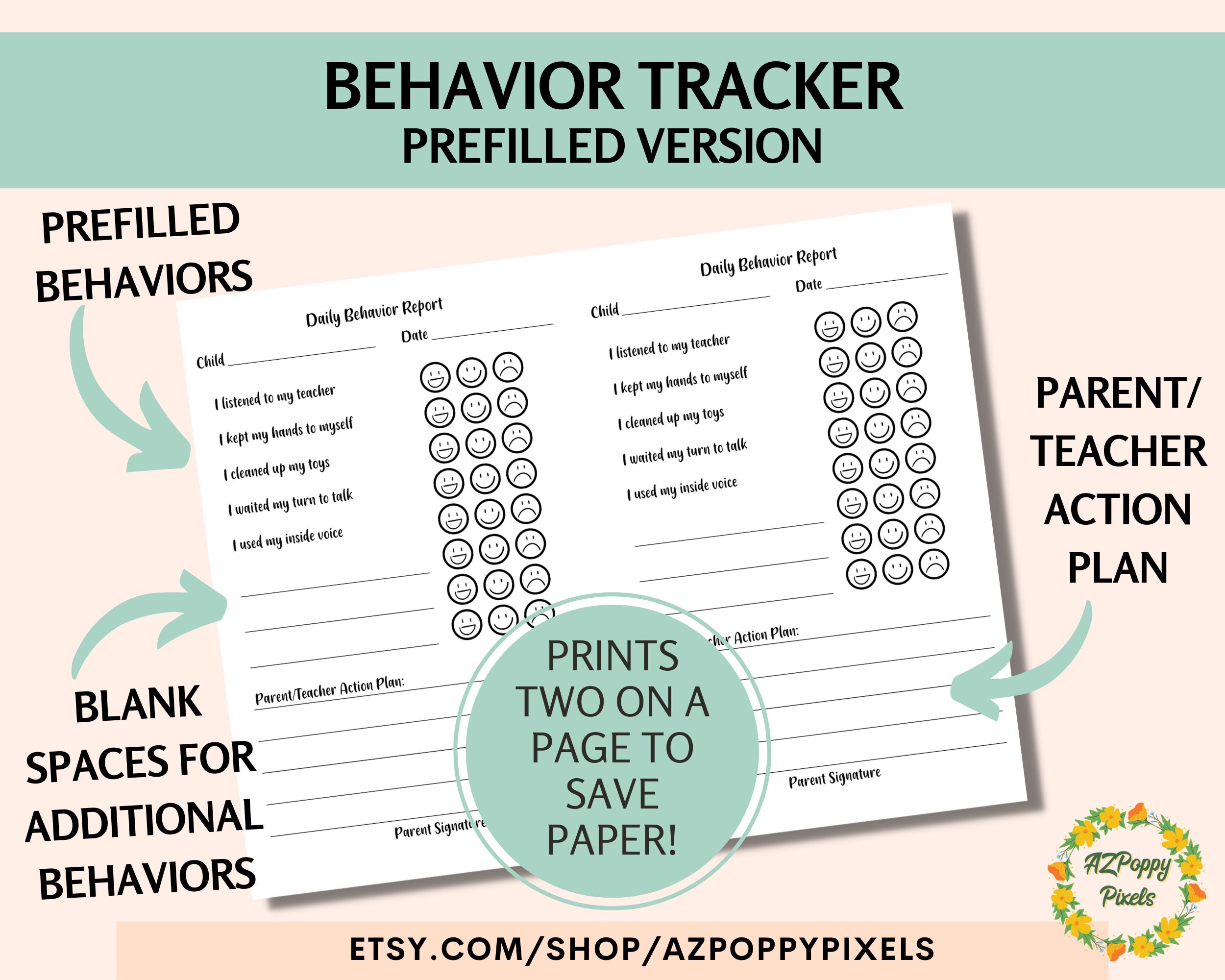 Daily Behavior Report, Caregiver Behavior Tracker, Daycare Daily ...
