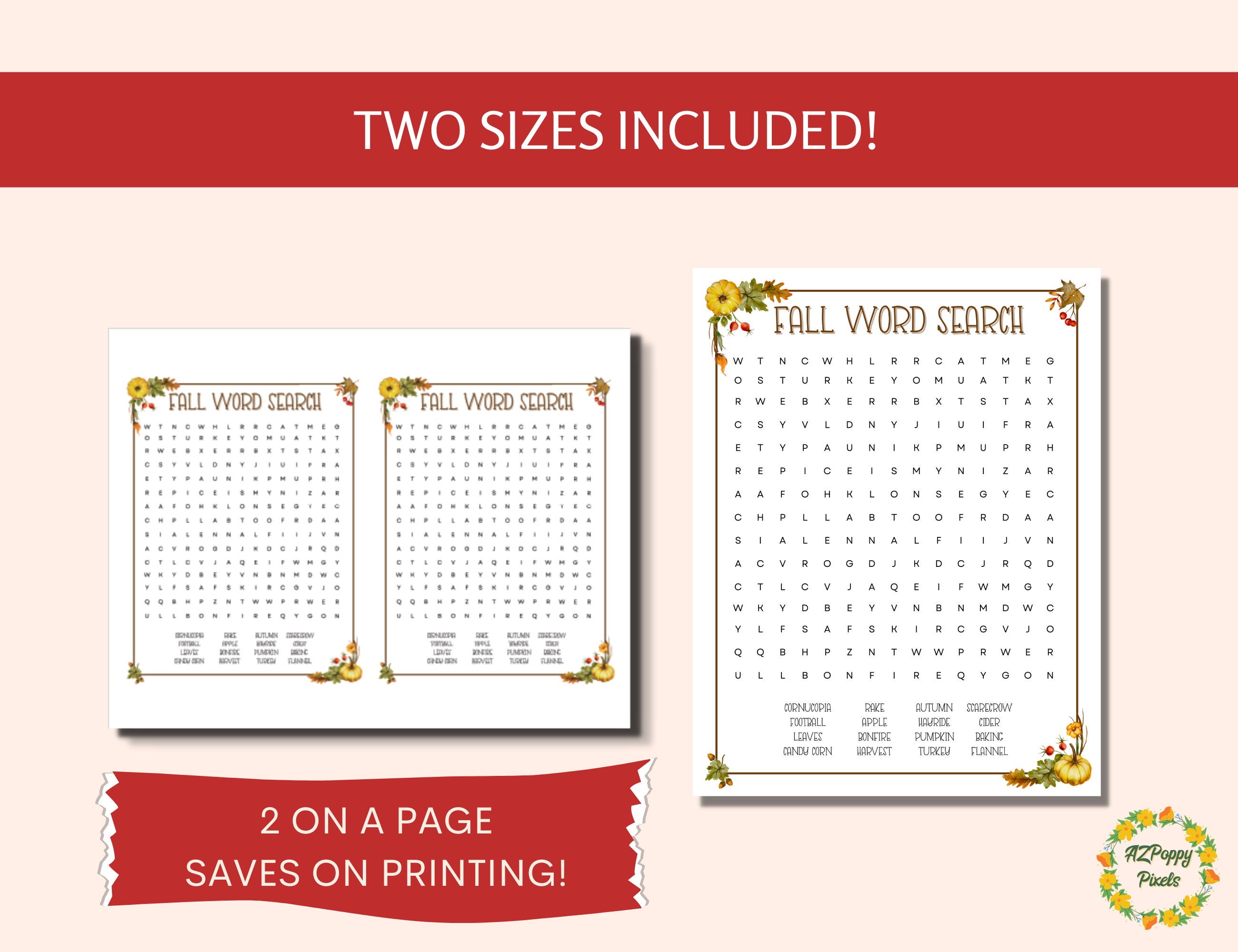 Fall Word Search Printable, Printable Autumn Party Games, Fall Time ...