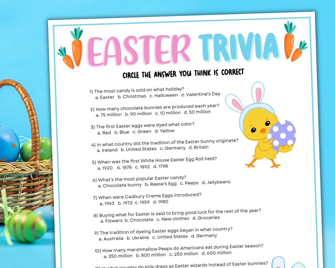 Easter Game Easter Trivia Printable Easter Games Fun - Etsy
