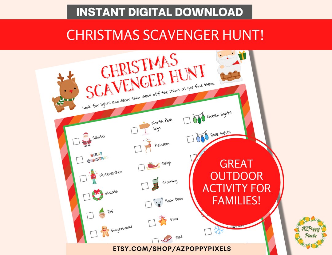 Christmas Scavenger Hunt Printable, Printable Christmas Party Games ...