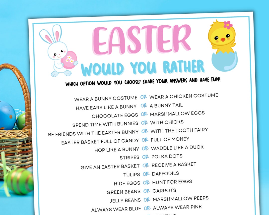 Easter Game Easter Would You Rather, Printable Easter Games, Fun Easter ...