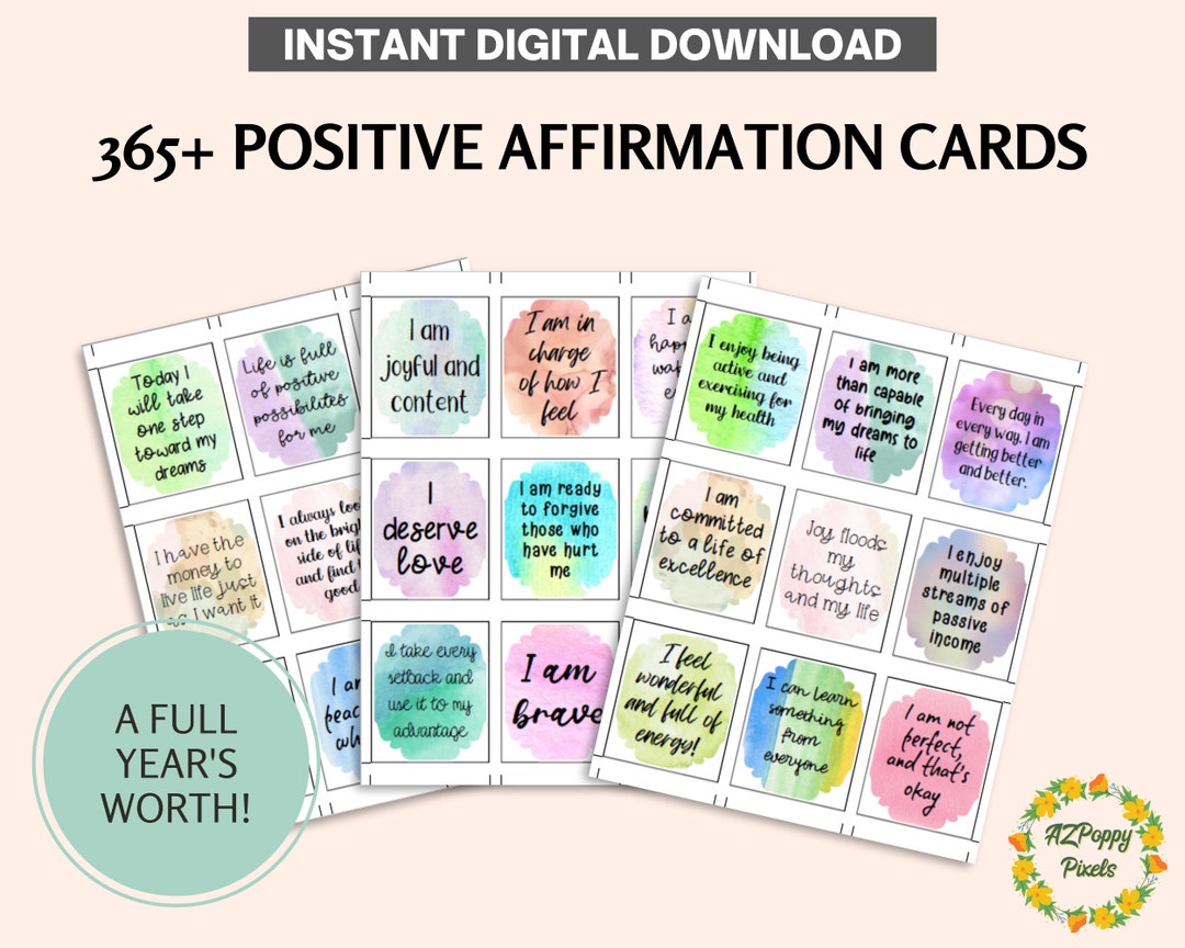 Affirmation Cards Printable, 365 Daily Affirmation Cards, Affirmation ...