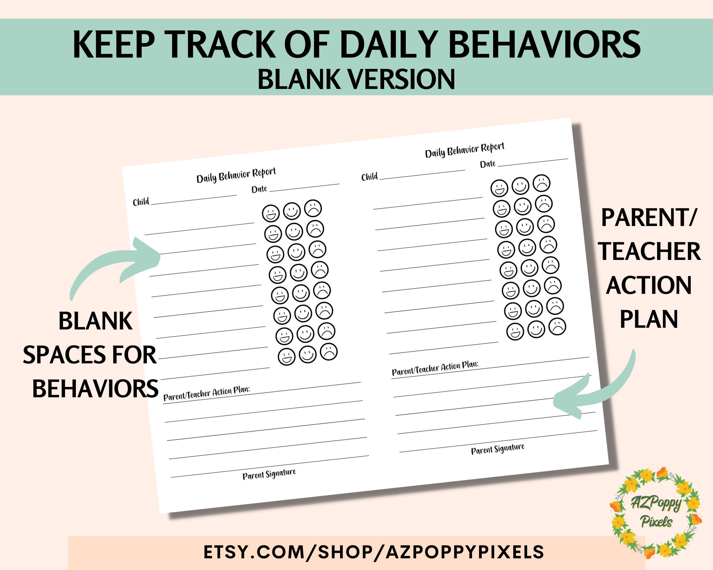 Daily Behavior Report, Caregiver Behavior Tracker, Daycare Daily ...
