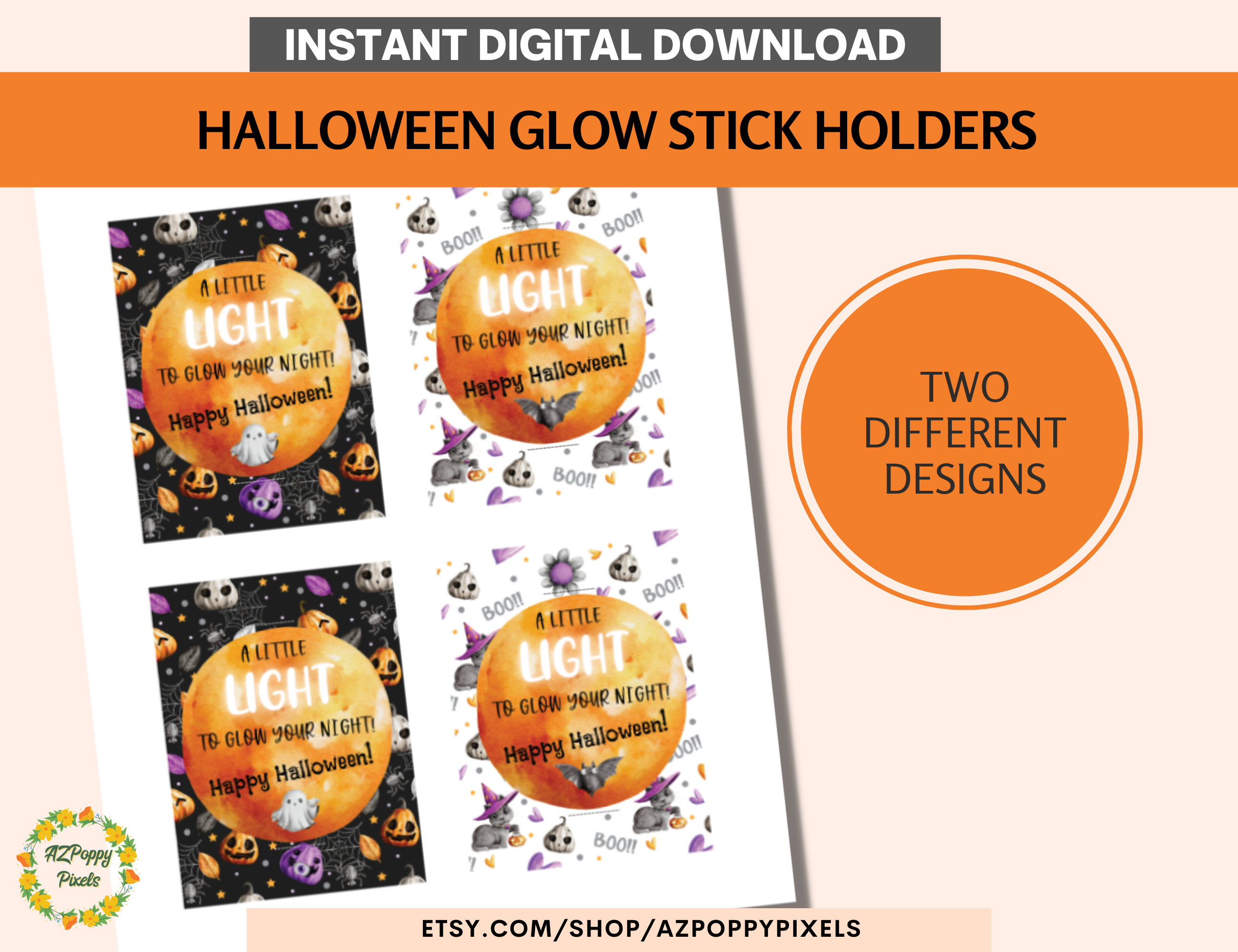 Halloween Glow Stick Holder Printable A Little Light to Glow Your Night ...