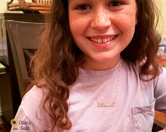 14K Classic Script Name Necklace Sarah Style | Etsy