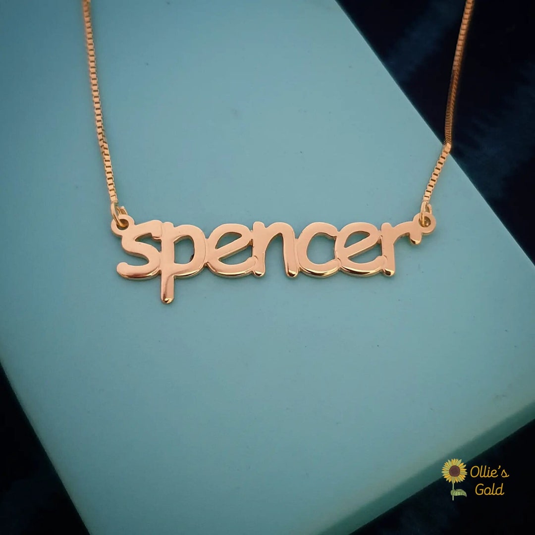 Small Name Necklace 18K Gold Plated - Spencer Style - Etsy