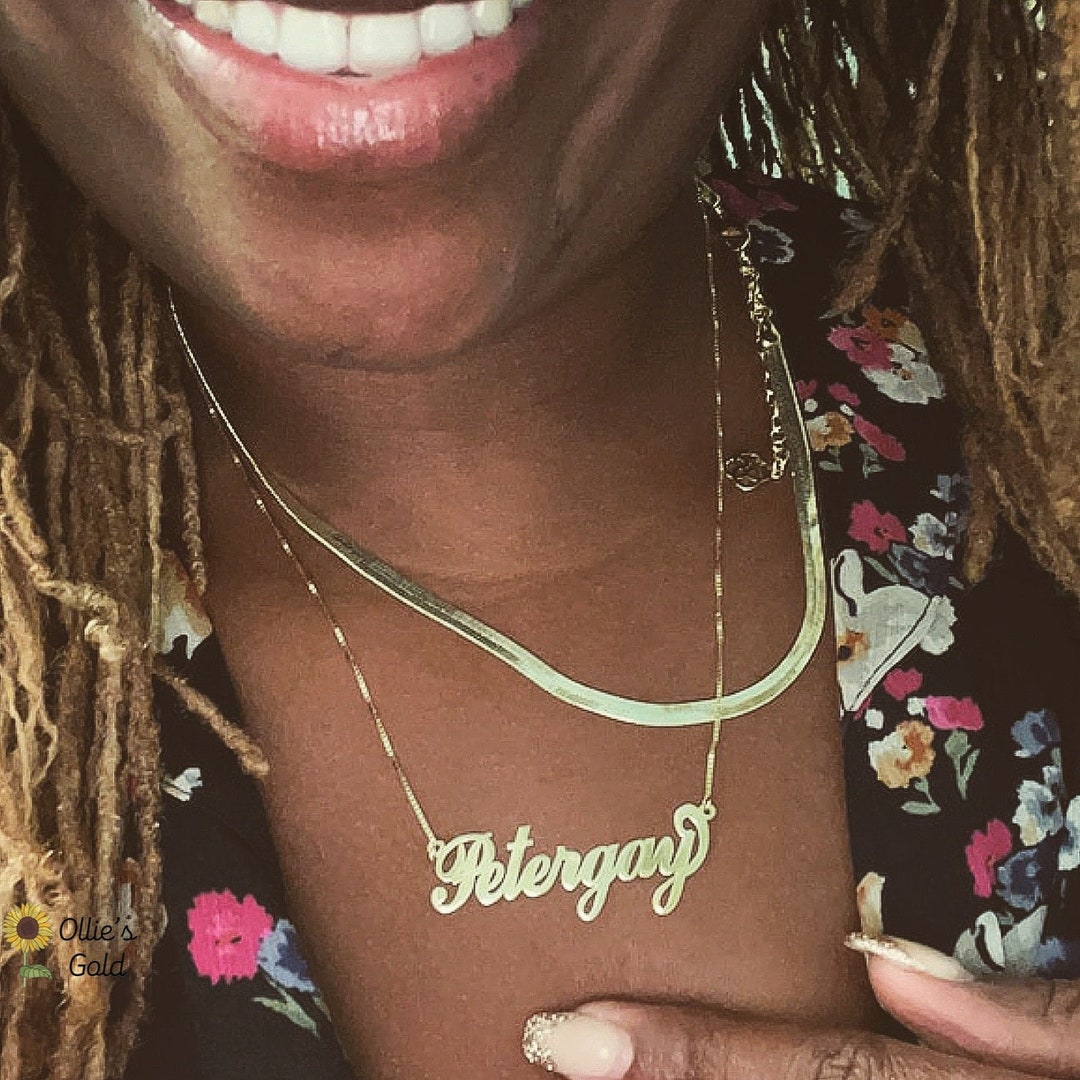 Large Classic Script 14K Name Necklace - Etsy