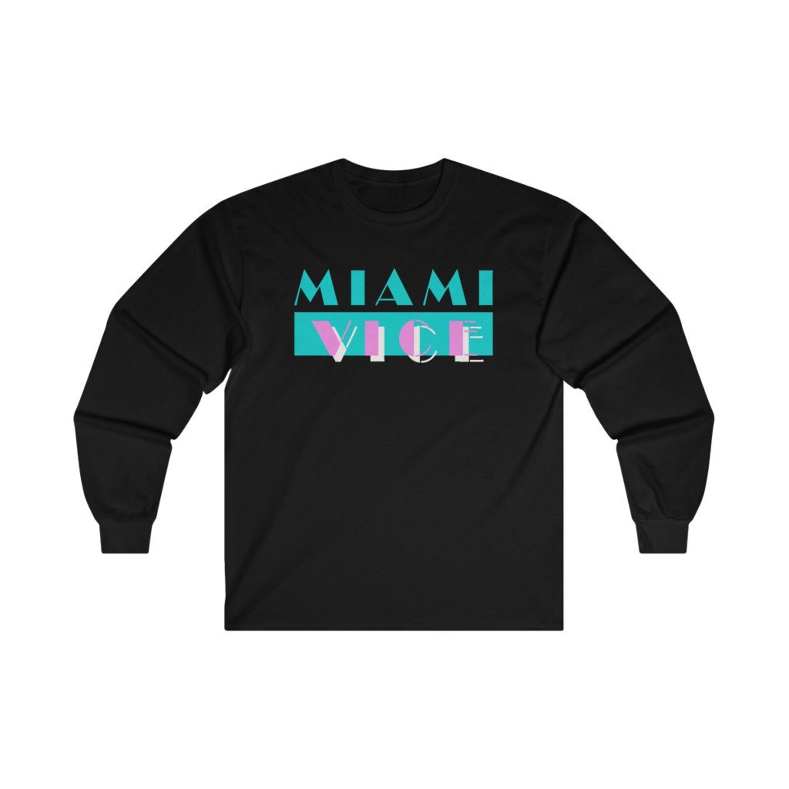 Miami Vice Retro Action TV Show Black Long Sleeve T-shirt Size | Etsy