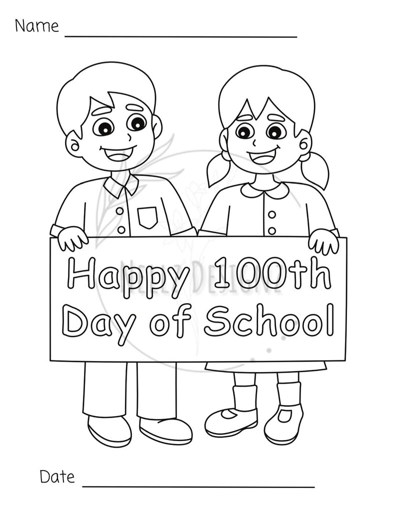100th Day of School - Coloring Pages - Etsy