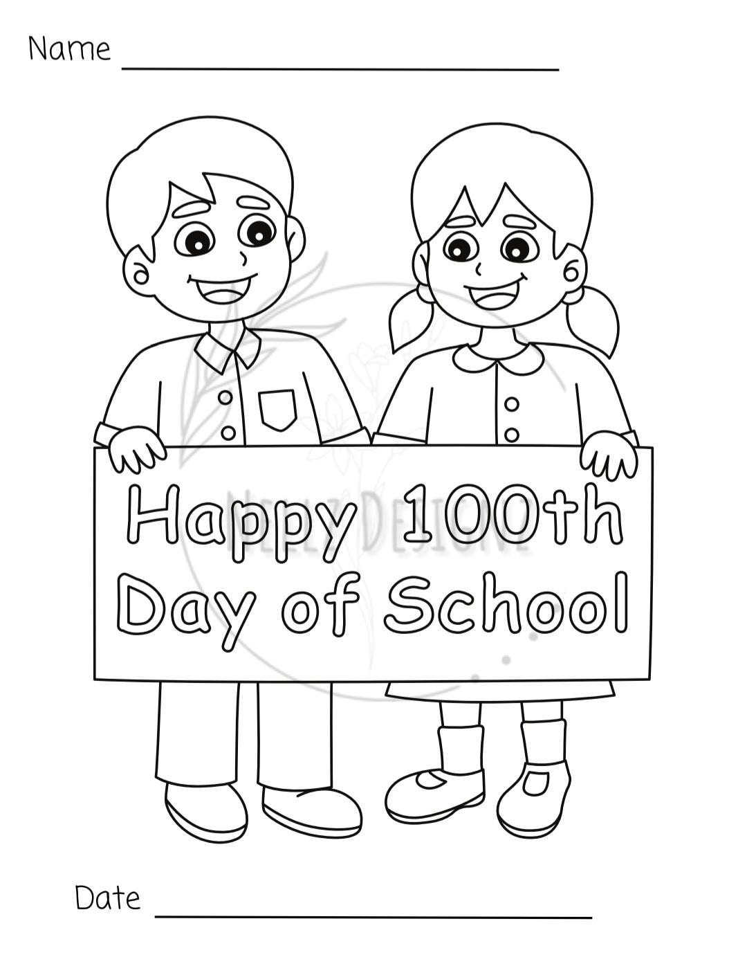 100th Day of School - Coloring Pages - Etsy