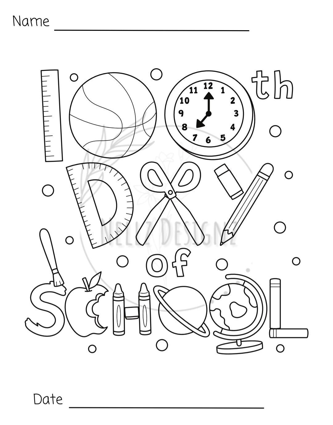 100th Day of School - Coloring Pages - Etsy